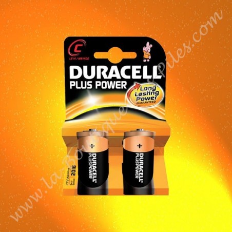 Pile Alcaline LR14 C Duracell Plus Power, Blister de 2 piles