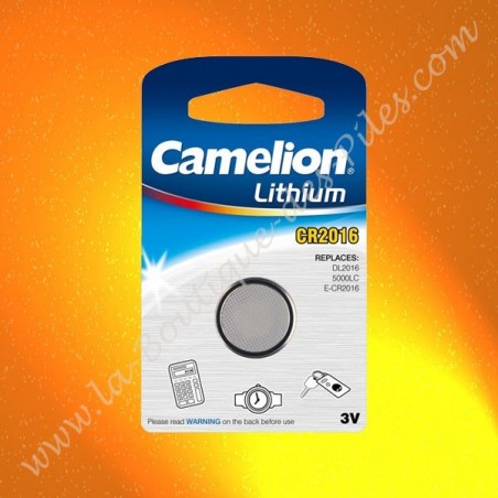 Pile bouton Lithium CR2016 Camelion, pile 3 volts 75 mAh